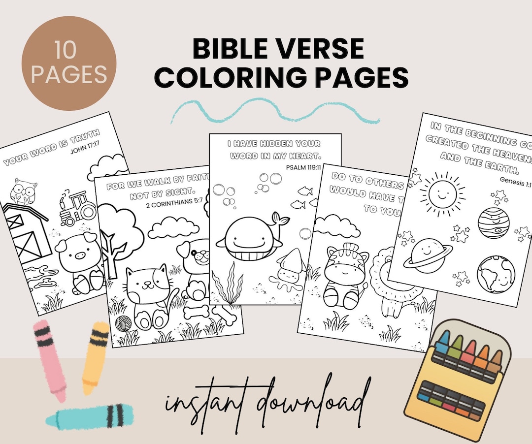 Christian Bible Verse Coloring Pages: Homeschool & Sunday School ...