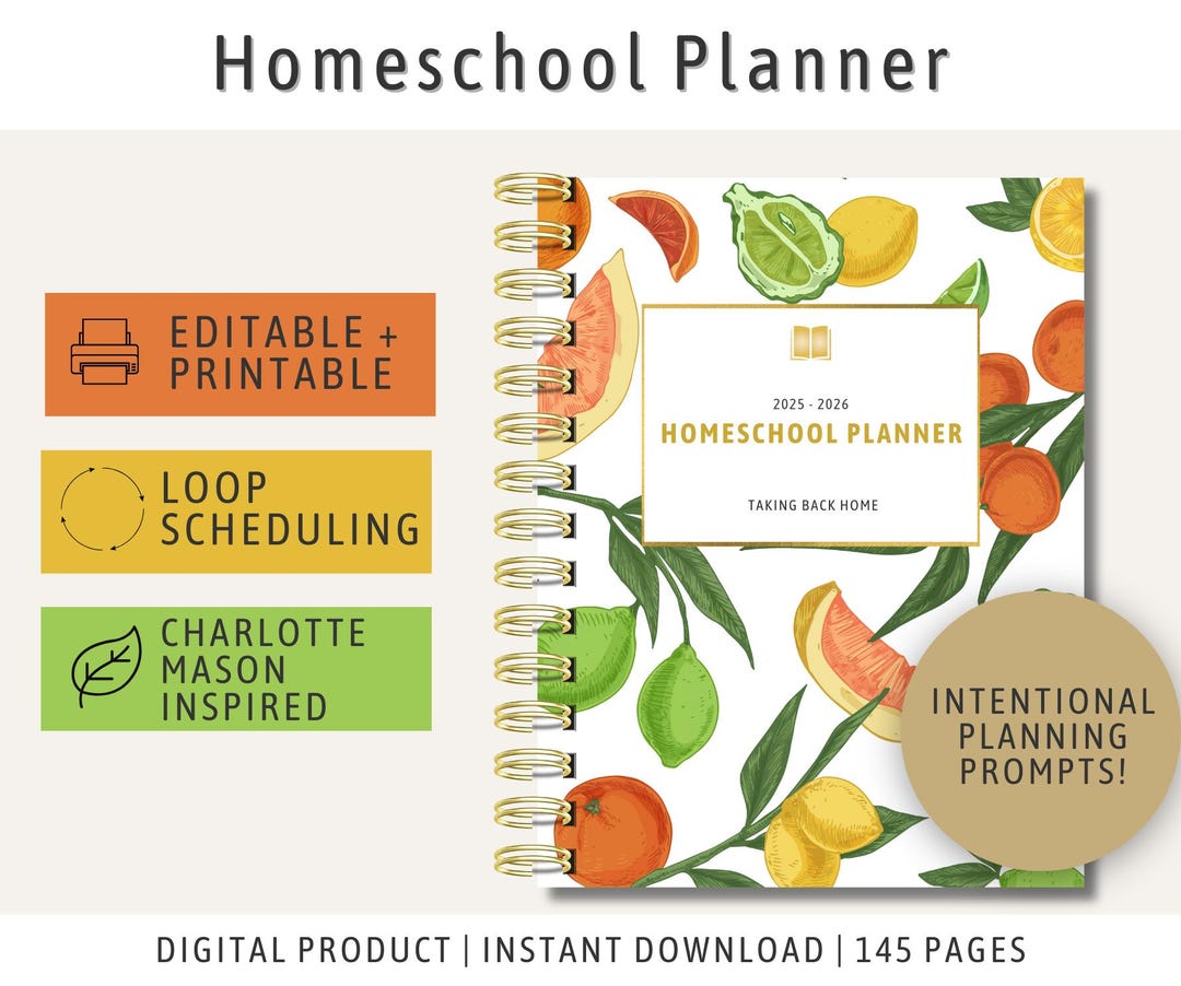 Editable Homeschool Planner + 2025-2026 Homeschool Planner + Homeschool ...
