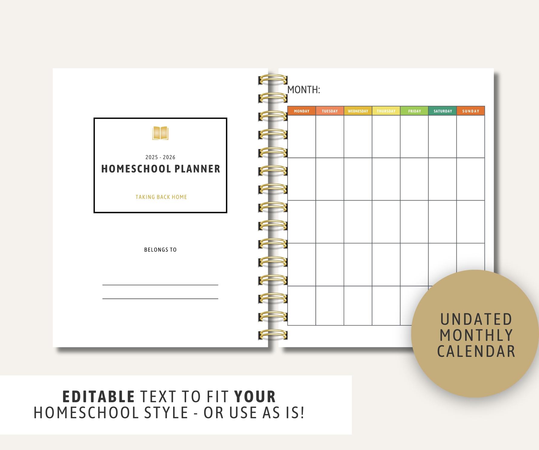 Editable Homeschool Planner + 2025-2026 Homeschool Planner + Homeschool ...