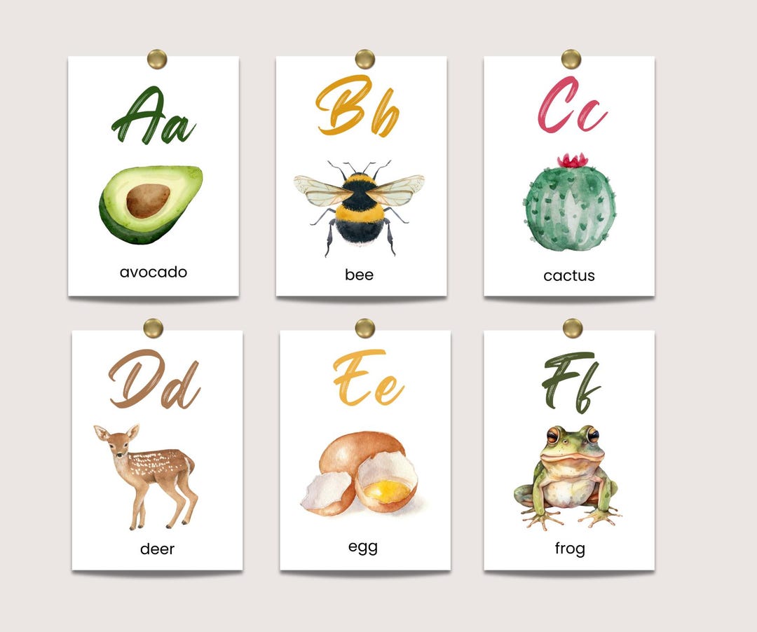 Printable ABC Alphabet Flashcards, ABC Educational Cards, A-Z Cards ...