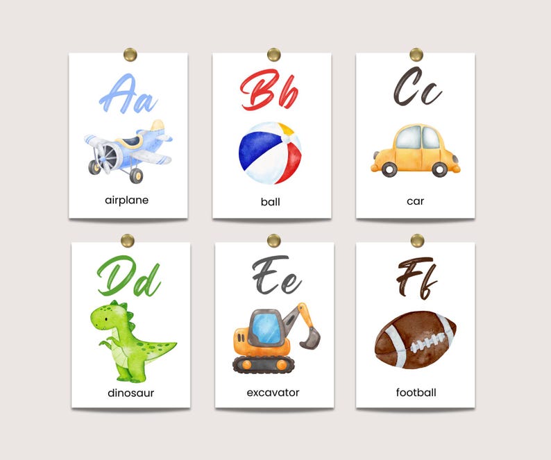 Printable ABC Flashcards: Watercolor Preschool Montessori Cards ...