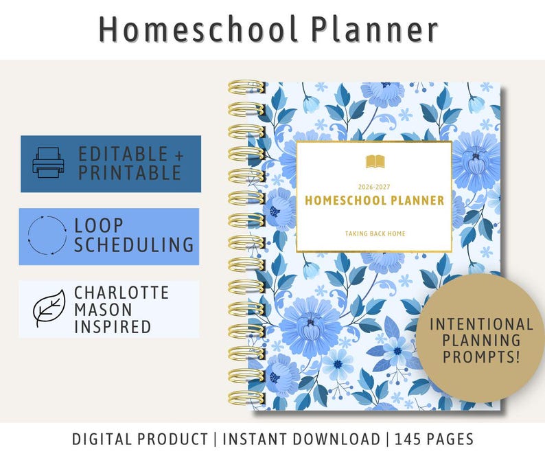Editable Homeschool Planner + 2026-2027 Homeschool Planner + Homeschool ...