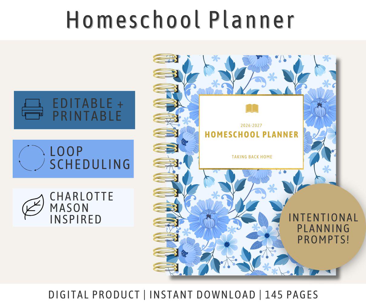 Editable Homeschool Planner + 2026-2027 Homeschool Planner + Homeschool ...