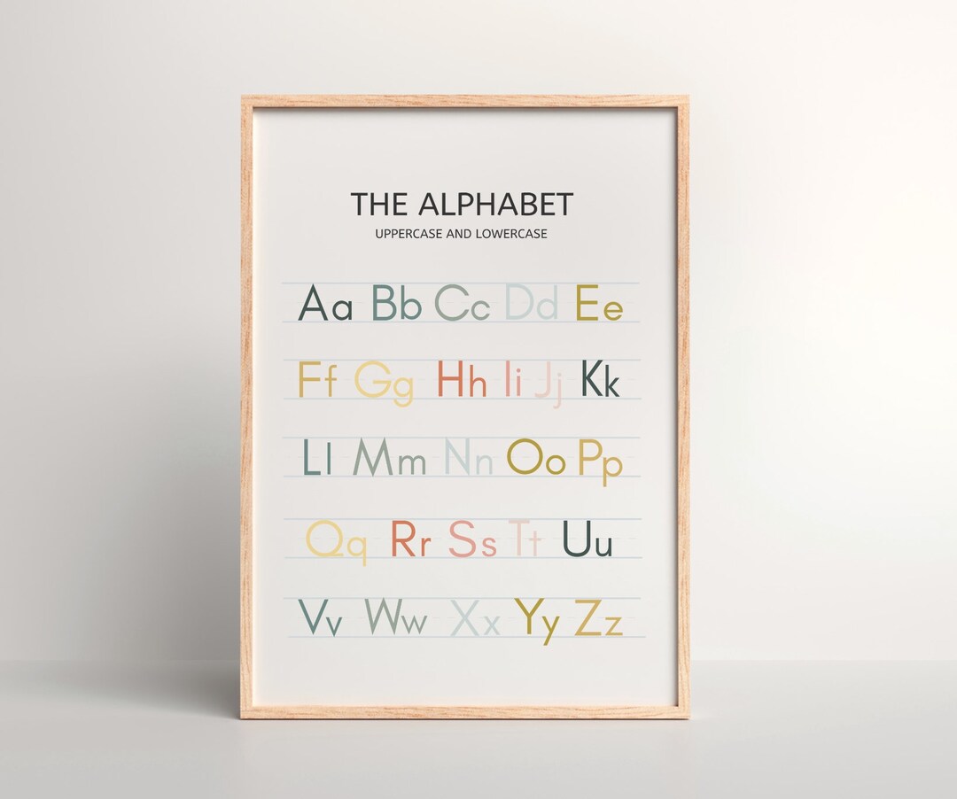 Modern Rainbow Watercolor Alphabet Poster, Playroom Nursery Classroom ...