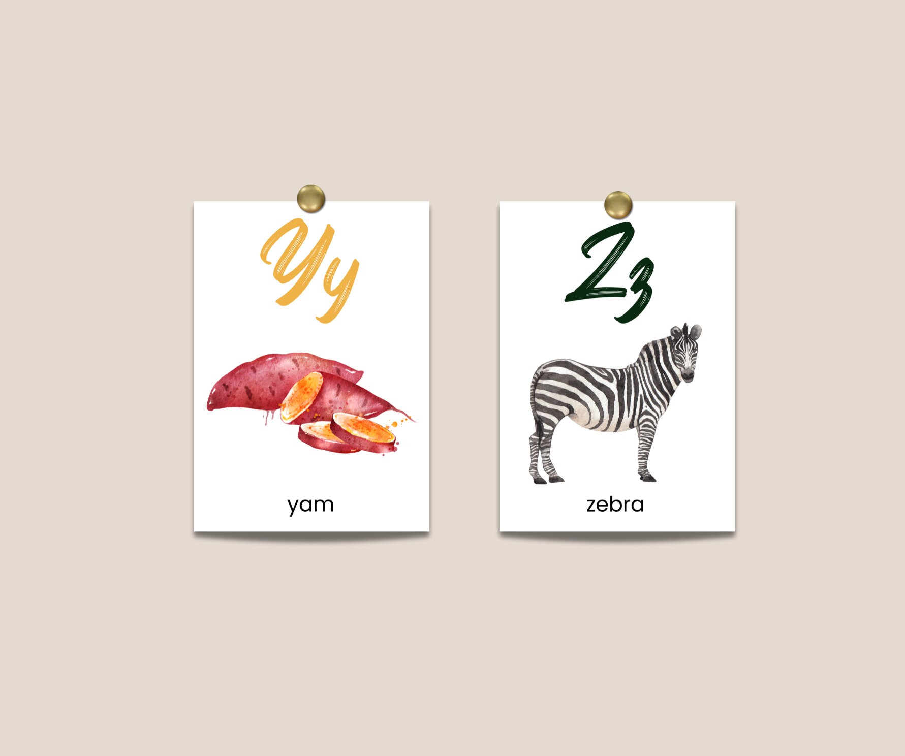Printable ABC Alphabet Flashcards, ABC Educational Cards, A-Z Cards ...