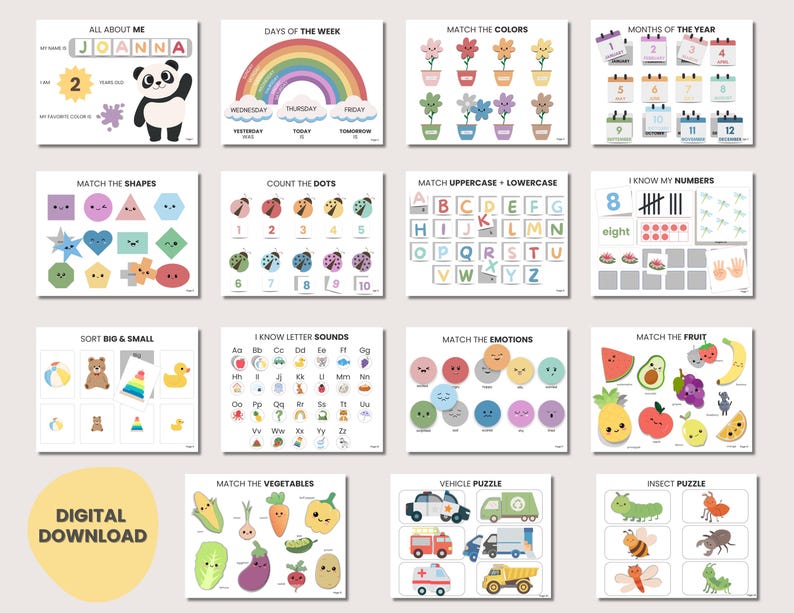 Busy Book Printable, Toddler Quiet Book, Preschool Curriculum ...