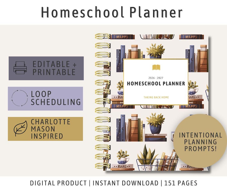 Editable Homeschool Planner + 2026-2027 Homeschool Planner + Homeschool ...