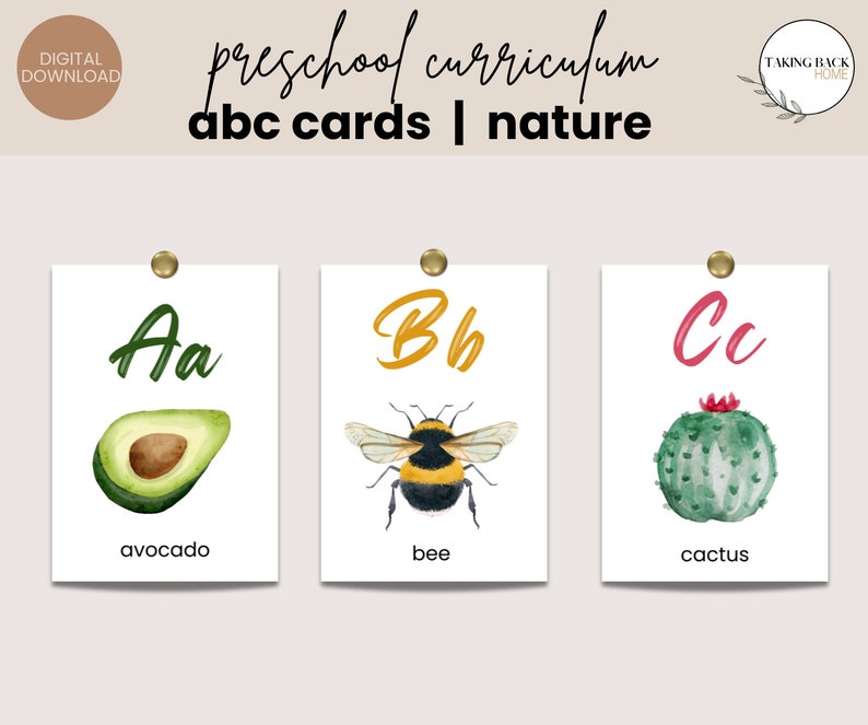 Printable ABC Alphabet Flashcards, ABC Educational Cards, A-Z Cards ...