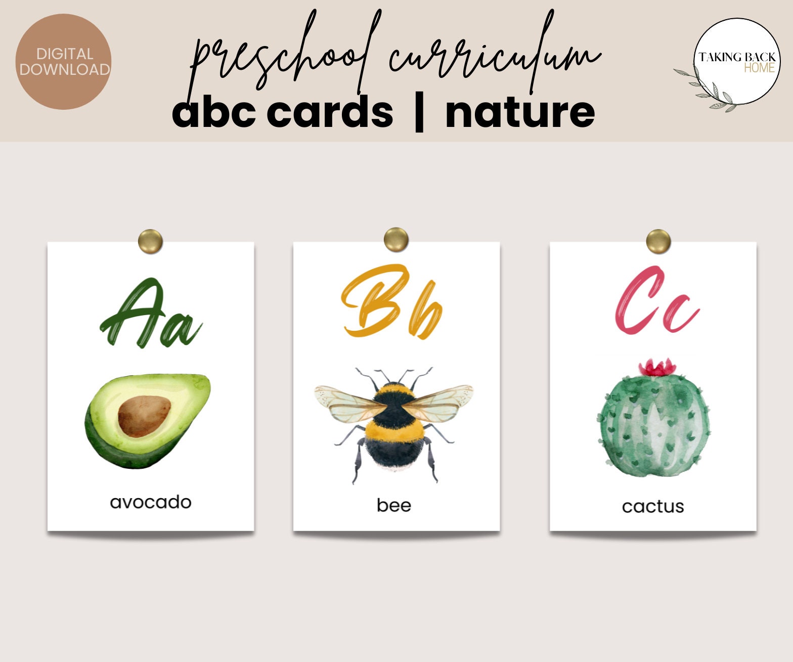 Printable ABC Alphabet Flashcards, ABC Educational Cards, A-Z Cards ...