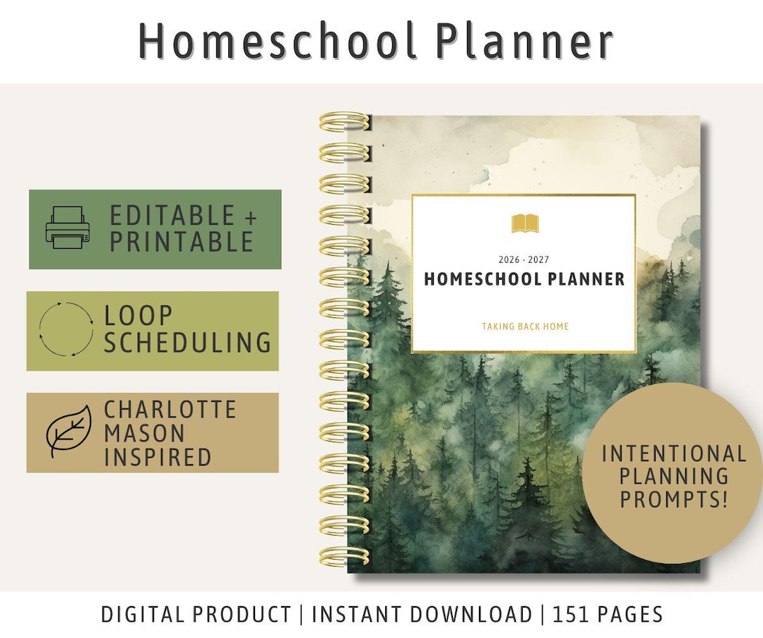 Editable Homeschool Planner + 2026-2027 Homeschool Planner + Homeschool ...