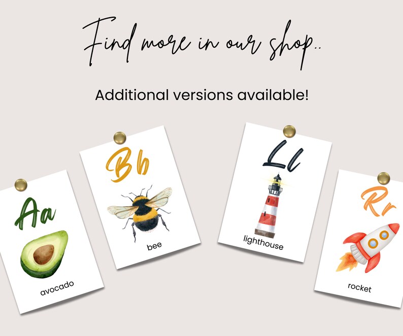 Watercolor Alphabet Flashcards: Preschool Educational Montessori ABC ...