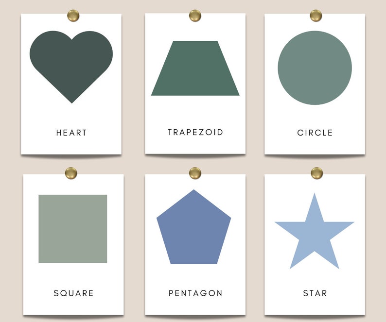 Rainbow Modern Shapes Flashcards, Preschool Materials, Geometric Flash ...