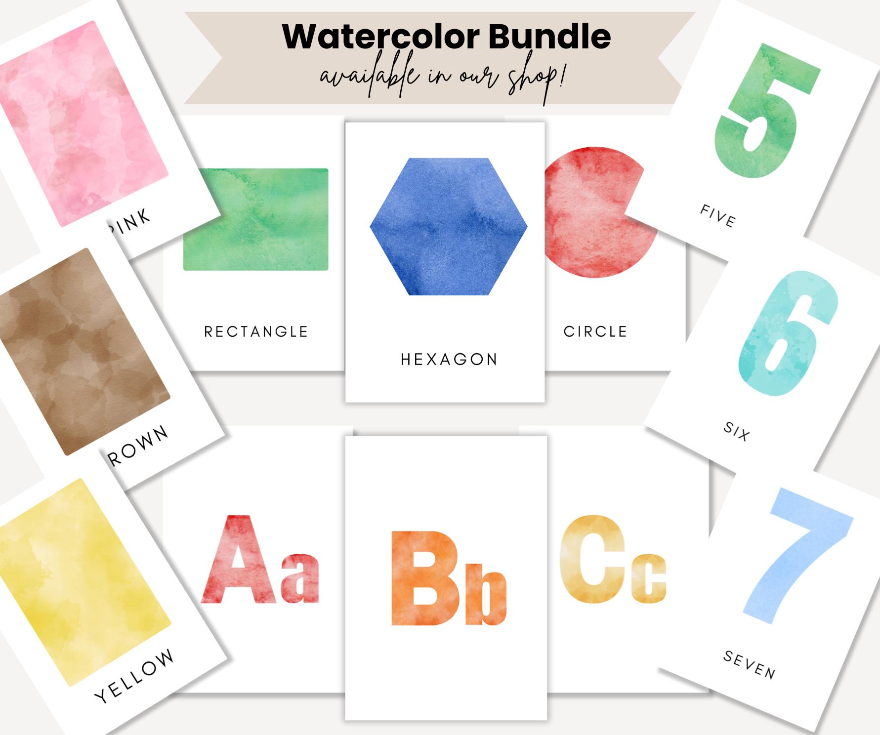 Rainbow Watercolor Shapes Flashcards, Preschool Shapes, Educational ...