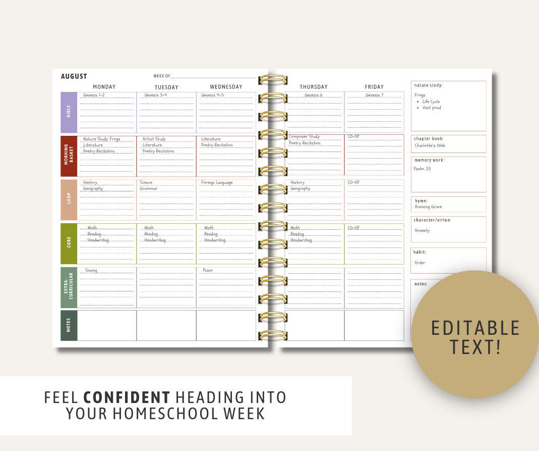 Editable Homeschool Planner + 2026-2027 Homeschool Planner + Homeschool ...