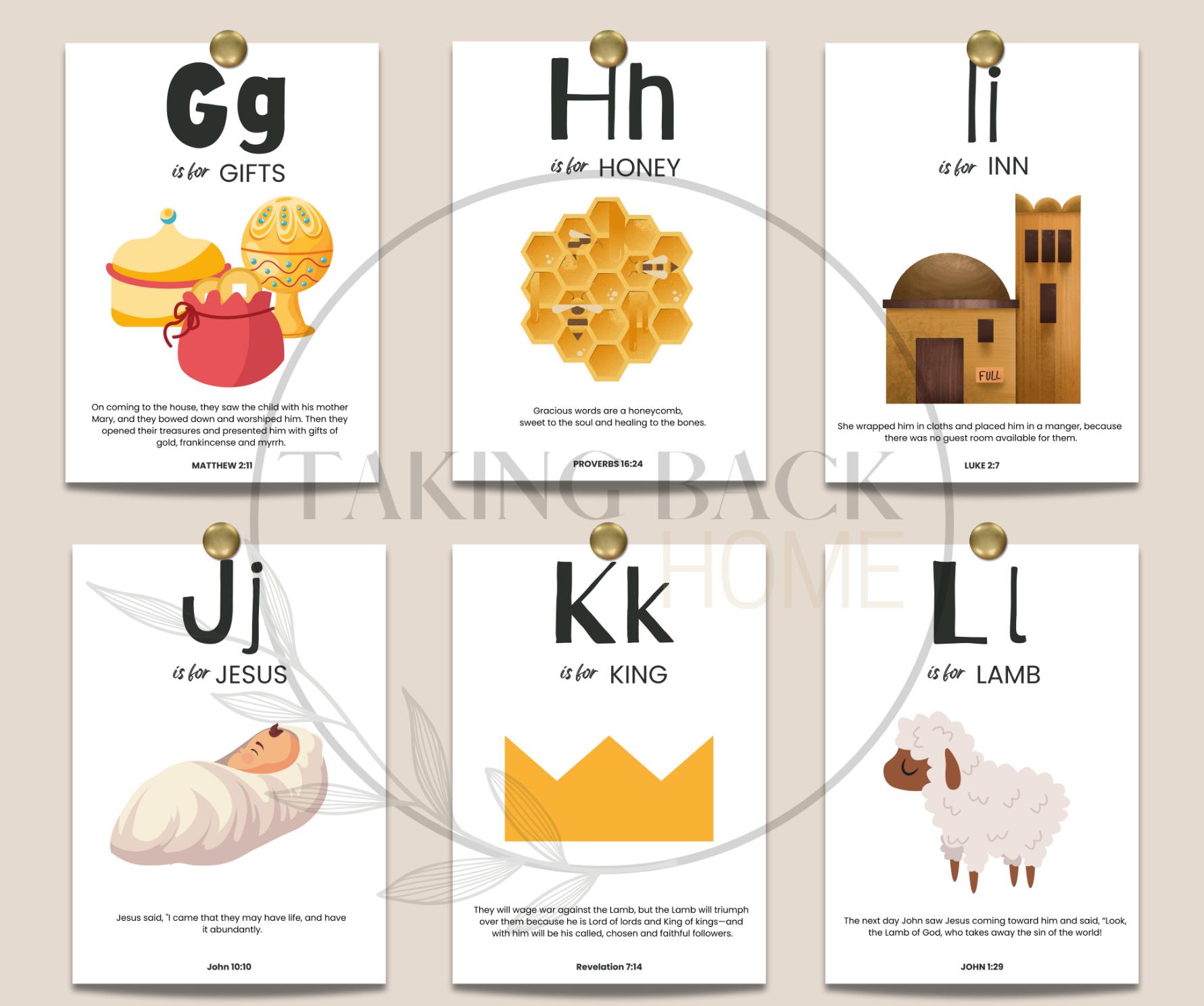 ABC Bible Scripture Flash Cards Memorization Bible Verse Alphabet Card ...