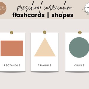 Rainbow Modern Shapes Flashcards, Preschool Materials, Geometric Flash ...