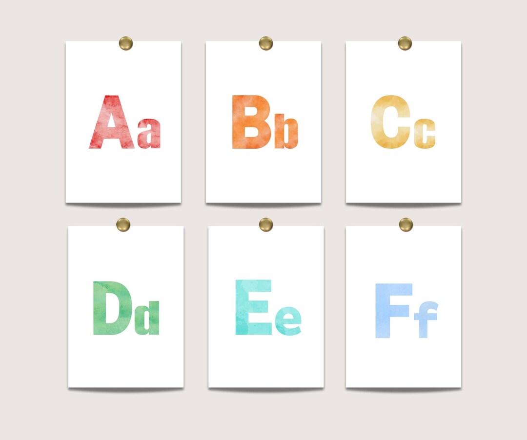 Watercolor Alphabet Flashcards: Preschool Educational Montessori ABC ...
