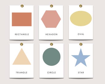 Rainbow Watercolor Shapes Flashcards, Preschool Shapes, Educational ...