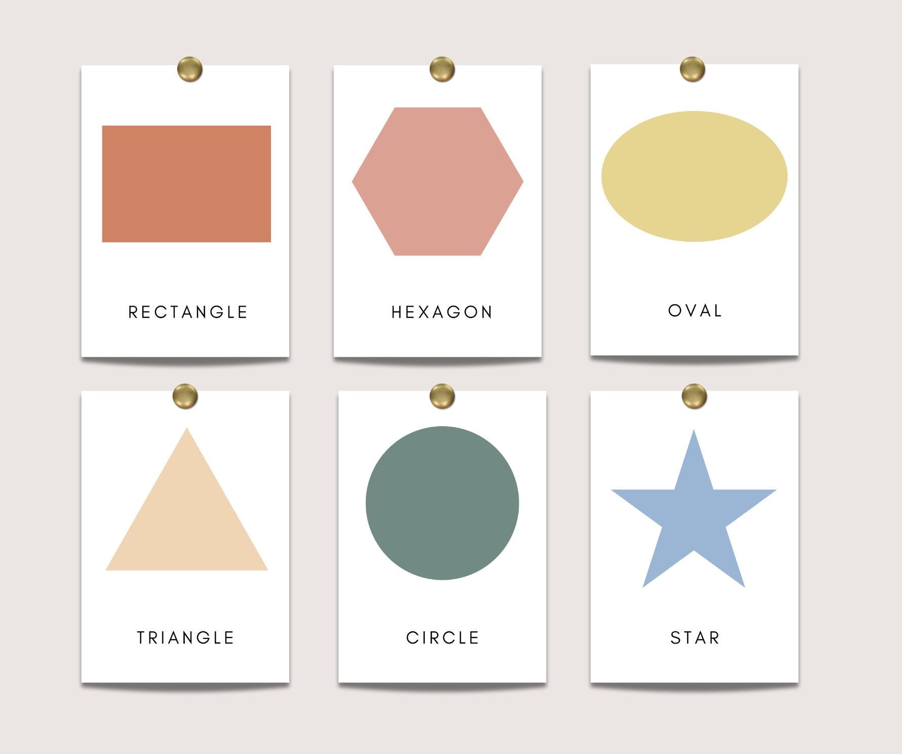 Rainbow Modern Shapes Flashcards, Preschool Materials, Geometric Flash ...