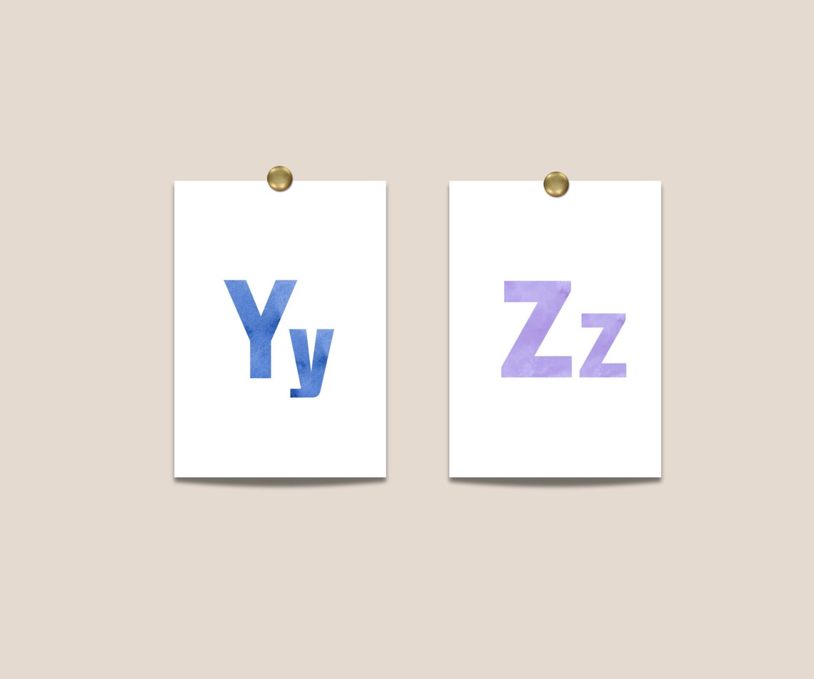 Watercolor Alphabet Flashcards: Preschool Educational Montessori ABC ...