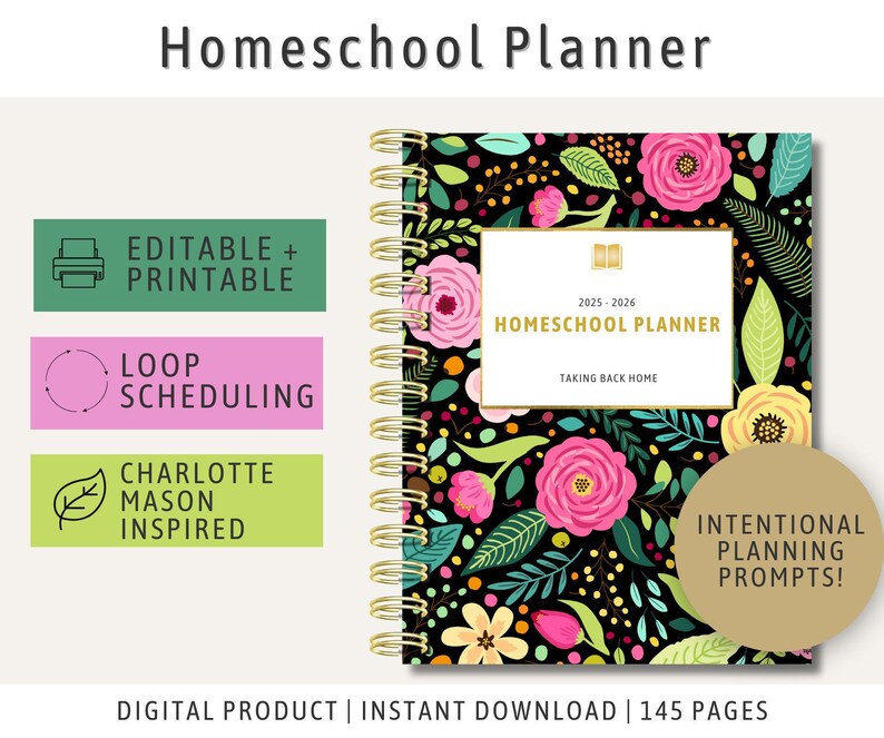 Editable Homeschool Planner + 2025-2026 Homeschool Planner + Homeschool ...