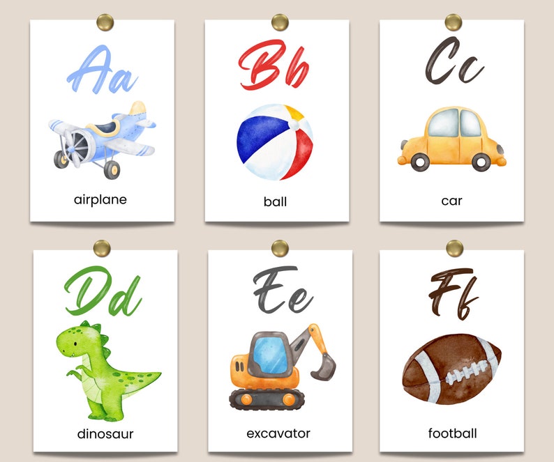 Printable ABC Alphabet Flashcards, ABC Educational Cards, A-Z Cards ...