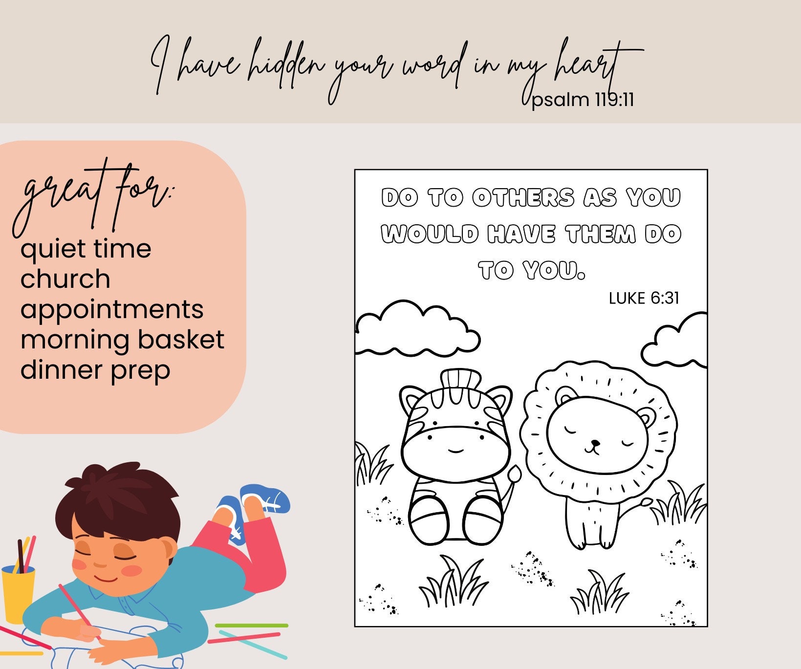 Christian Bible Verse Coloring Pages: Homeschool & Sunday School ...