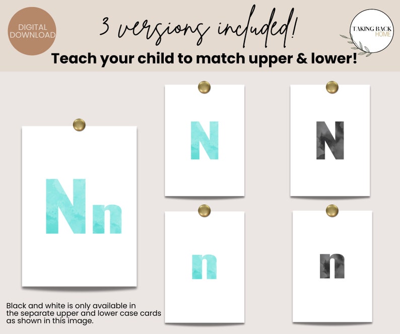 Watercolor Alphabet Flashcards: Preschool Educational Montessori ABC ...