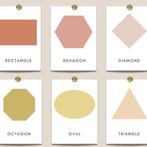 Rainbow Modern Shapes Flashcards, Preschool Materials, Geometric Flash ...