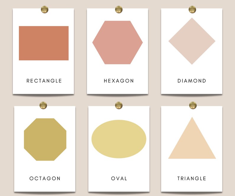 Rainbow Modern Shapes Flashcards, Preschool Materials, Geometric Flash ...