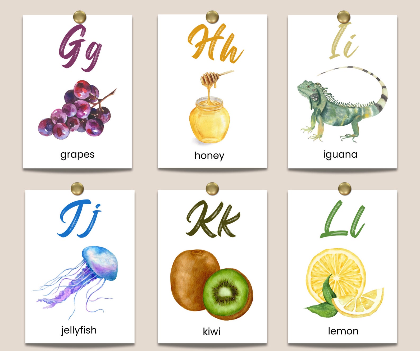 Printable ABC Alphabet Flashcards, ABC Educational Cards, A-Z Cards ...