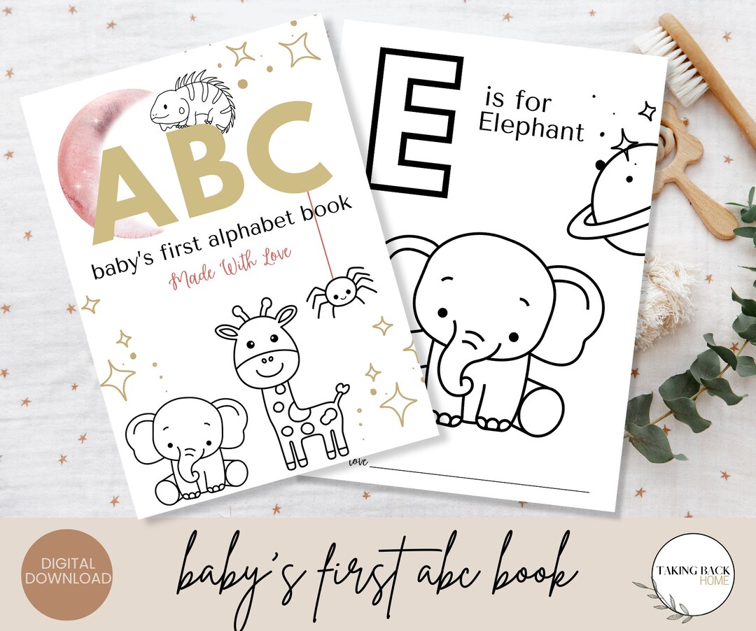 ABC Book Baby Shower Game Whimsical Alphabet Coloring Book Baby Shower ...