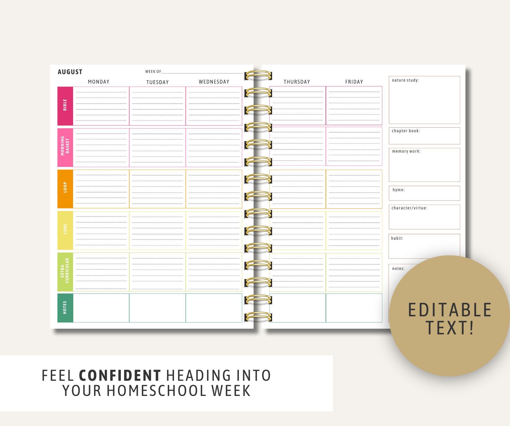 Editable Homeschool Planner + 2025-2026 Homeschool Planner + Homeschool ...