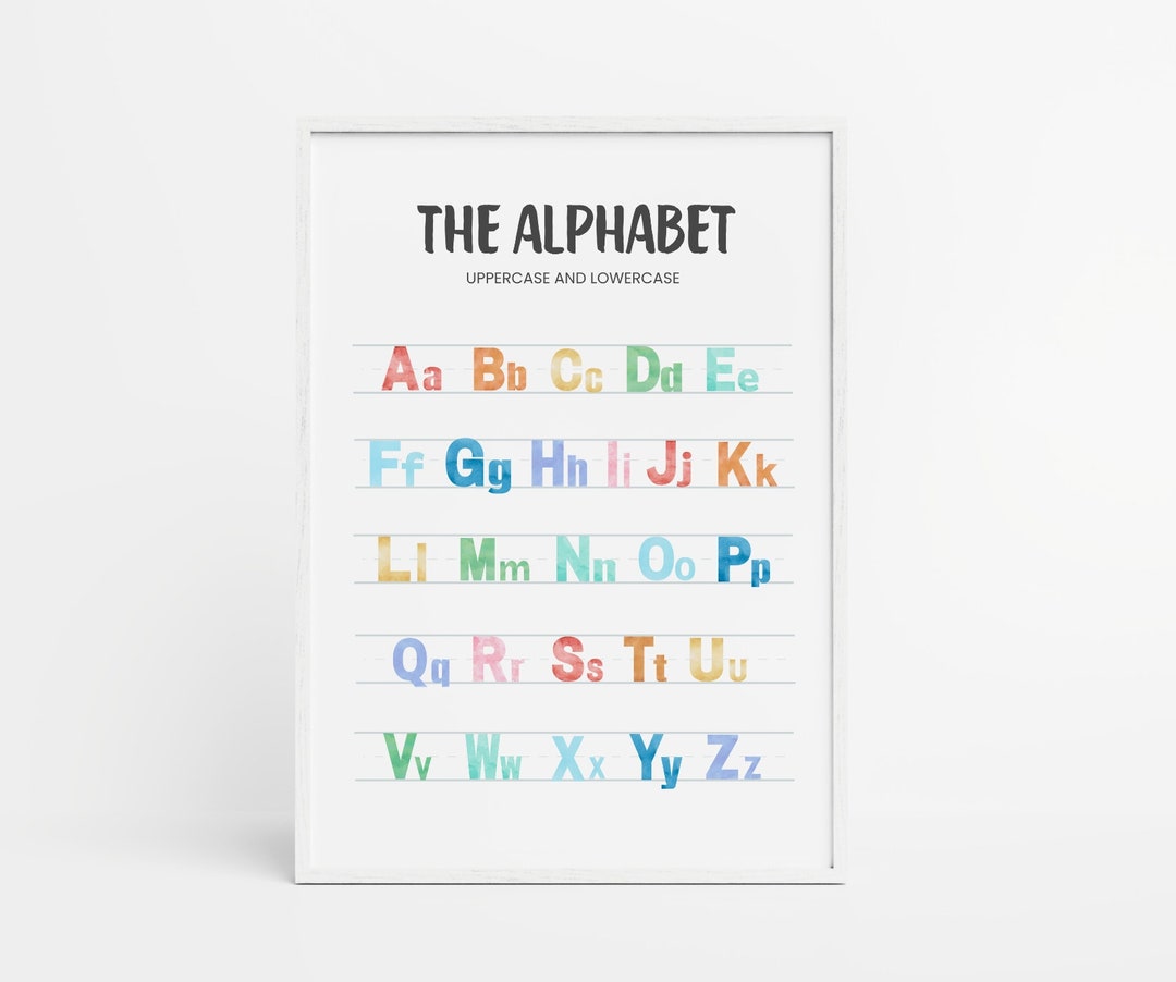 Rainbow Watercolor Alphabet Poster, Playroom Nursery Classroom Wall Art ...
