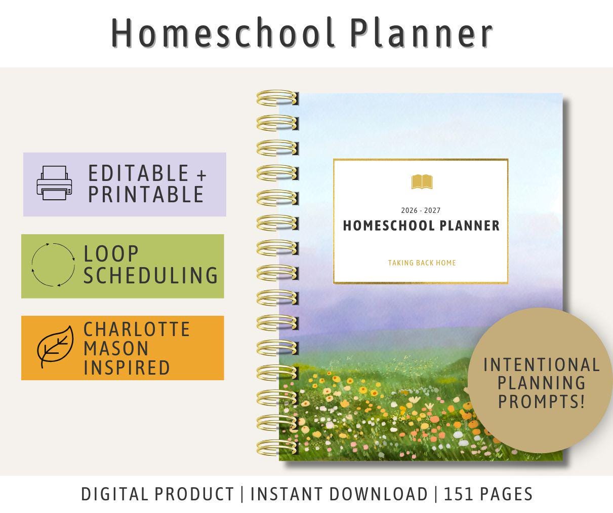 Editable Homeschool Planner + 2026-2027 Homeschool Planner + Homeschool ...