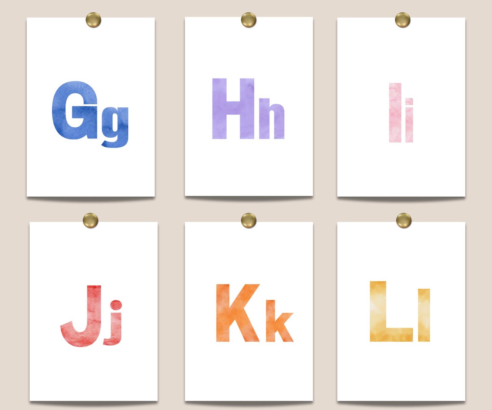 Watercolor Alphabet Flashcards: Preschool Educational Montessori ABC ...