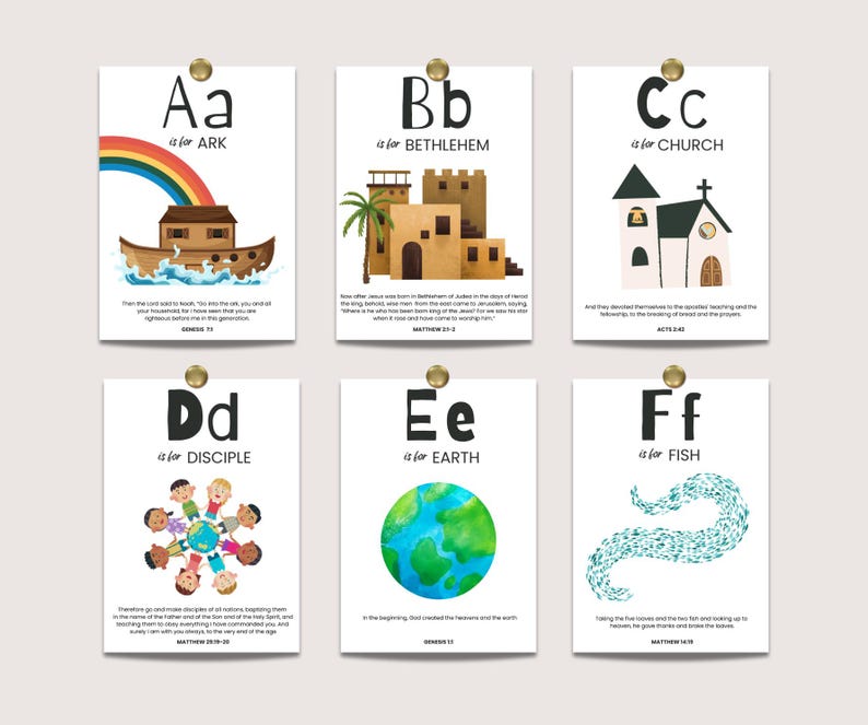 ABC Bible Scripture Flash Cards Memorization Bible Verse Alphabet Card ...