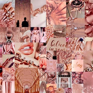 100 Wall Collage Kit Photos Boujee Pink Rose Gold Tones Aesthetic VSCO ...