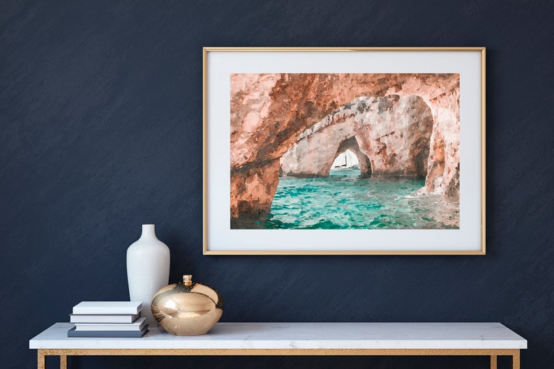 Capri Italy Print, Coastal Italy Wall Decor, Faraglioni Watercolor ...
