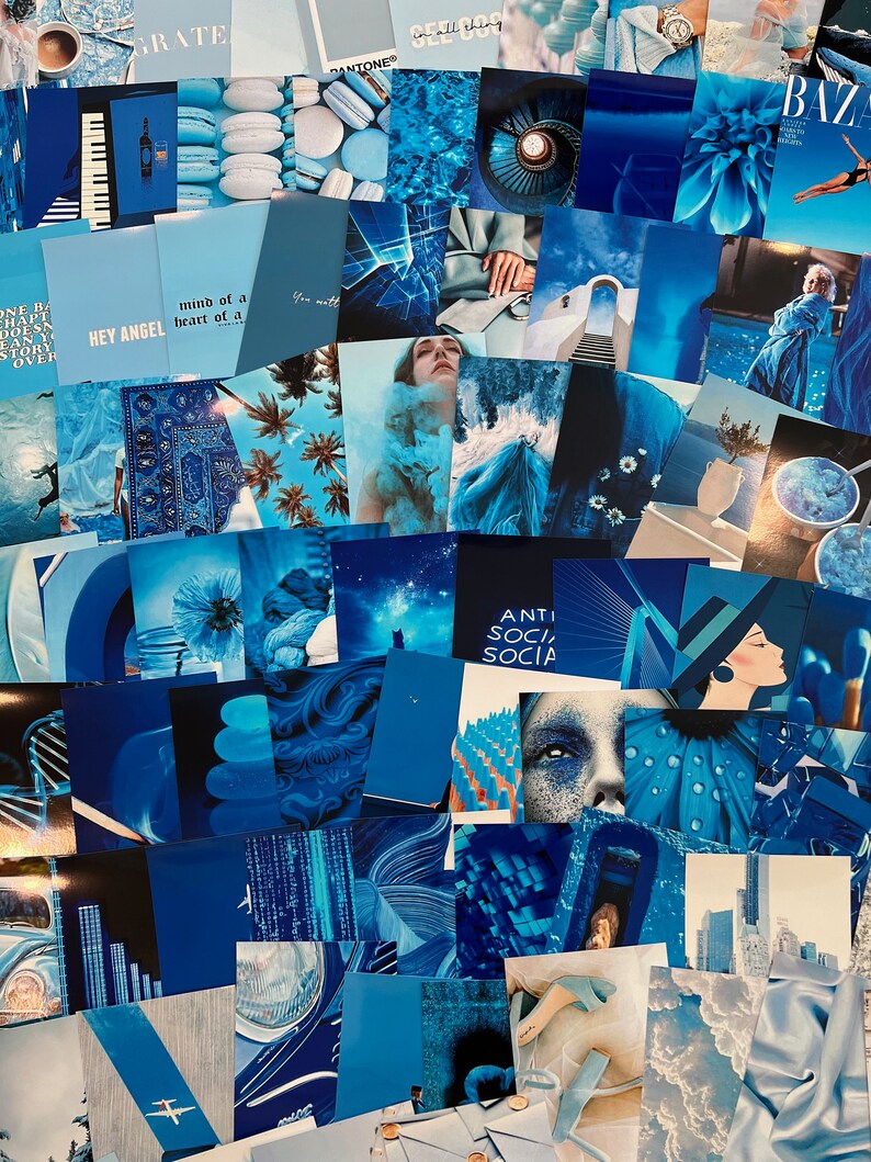 100 Blue Wall Collage Kit Aesthetic Blues VSCO Decor Tezza - Etsy