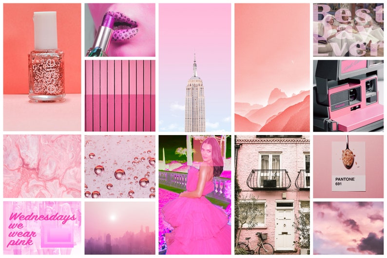 Instant 75 Photo Collage Kit Pink Aesthetic Dream VSCO Wall - Etsy