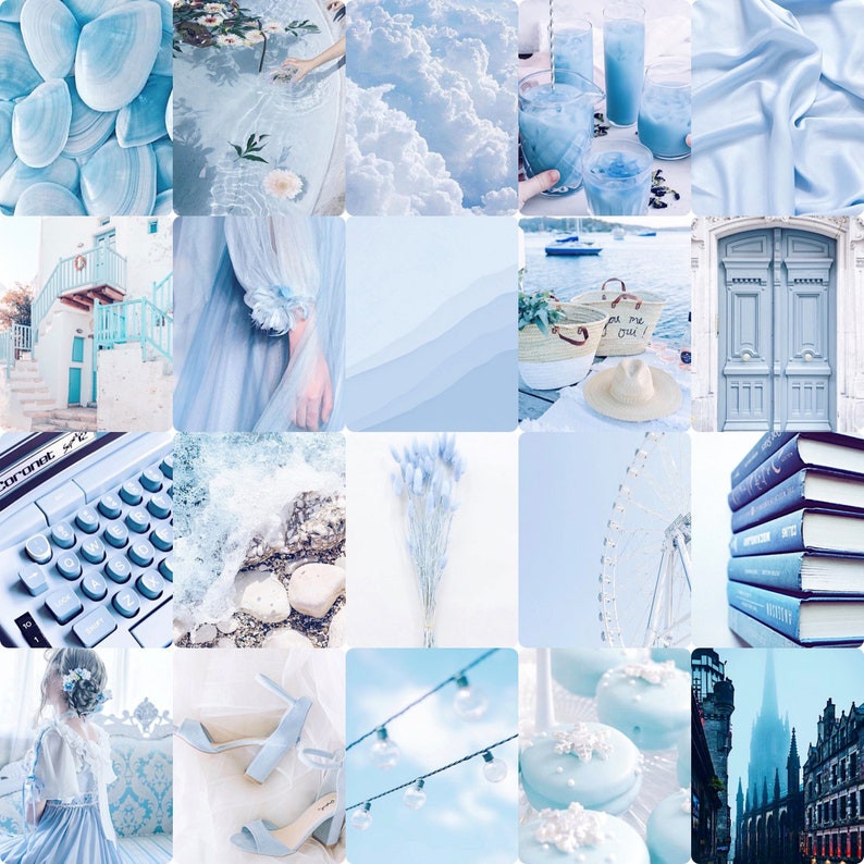 100 Blue Wall Collage Kit Aesthetic Blues VSCO Decor Tezza - Etsy