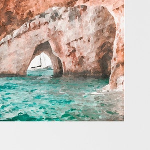 Capri Italy Print, Coastal Italy Wall Decor, Faraglioni Watercolor ...