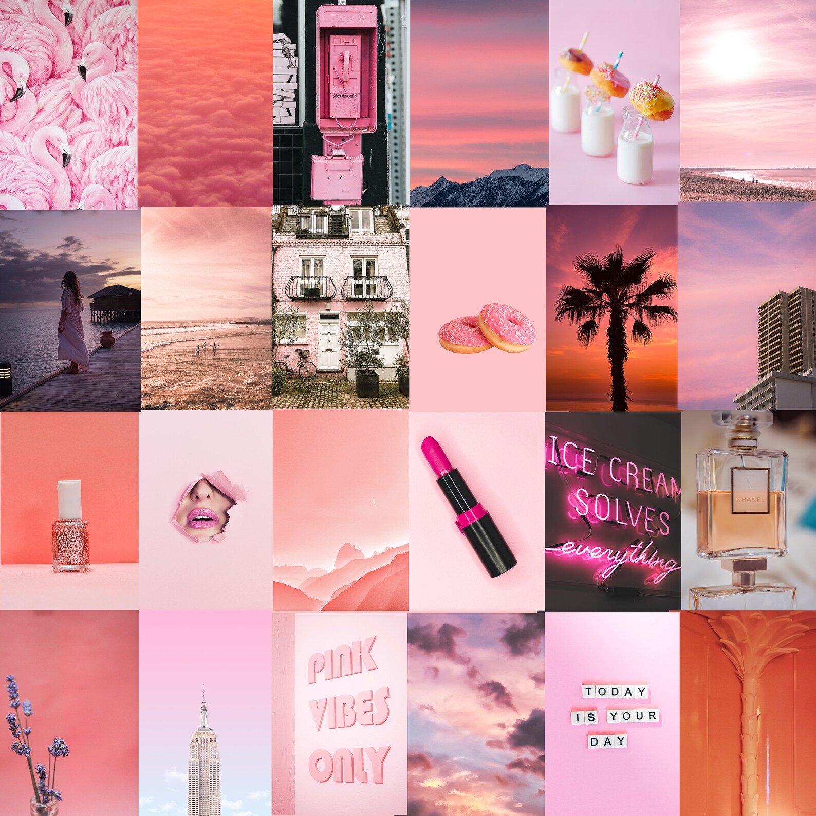 Instant 75 Photo Collage Kit Pink Aesthetic Dream VSCO Wall - Etsy
