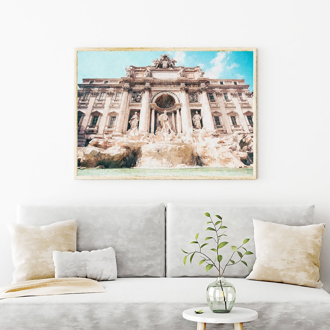 Trevi Fountain Watercolor Art Print, Rome Italy Watercolor Painting ...