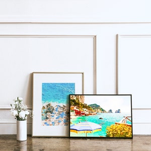 Capri Italy Print, Island Coastal Wall Decor, Fontelina Watercolor ...