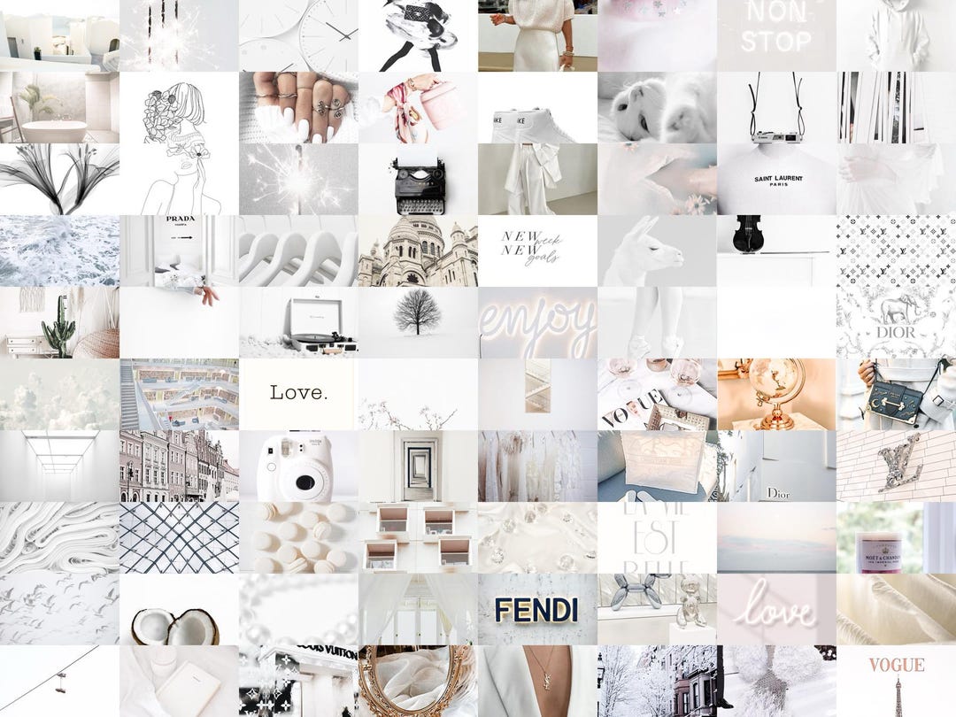 100 White Neutral Wall Collage Kit, Photos Boujee Pale Tones Luxury ...
