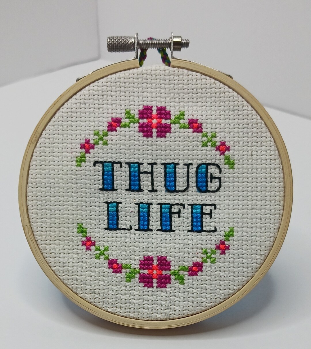 Thug Life Cross Stitch (finished in Hoop) - Etsy