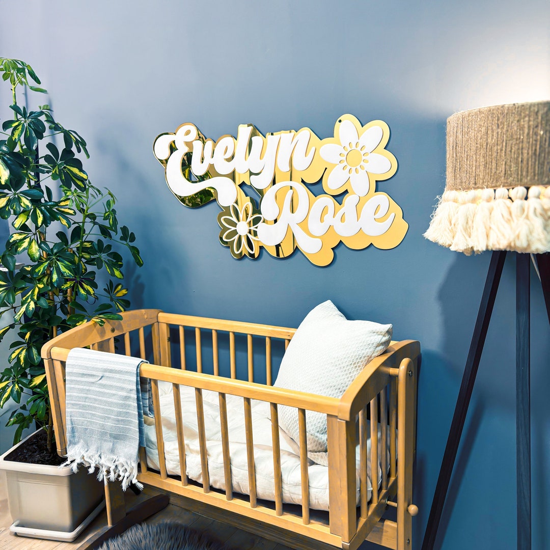 Gold Mirror Baby Shower Sign, Acrylic Nursery Name Sign, Baby Nursery ...