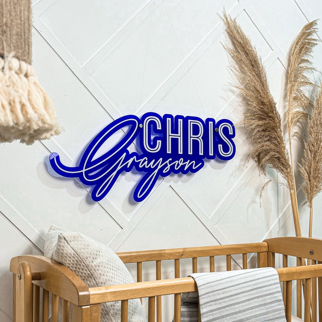 Acrylic Baby Boy Name Sign, Nursery Name Sign, Custom Double Layered ...